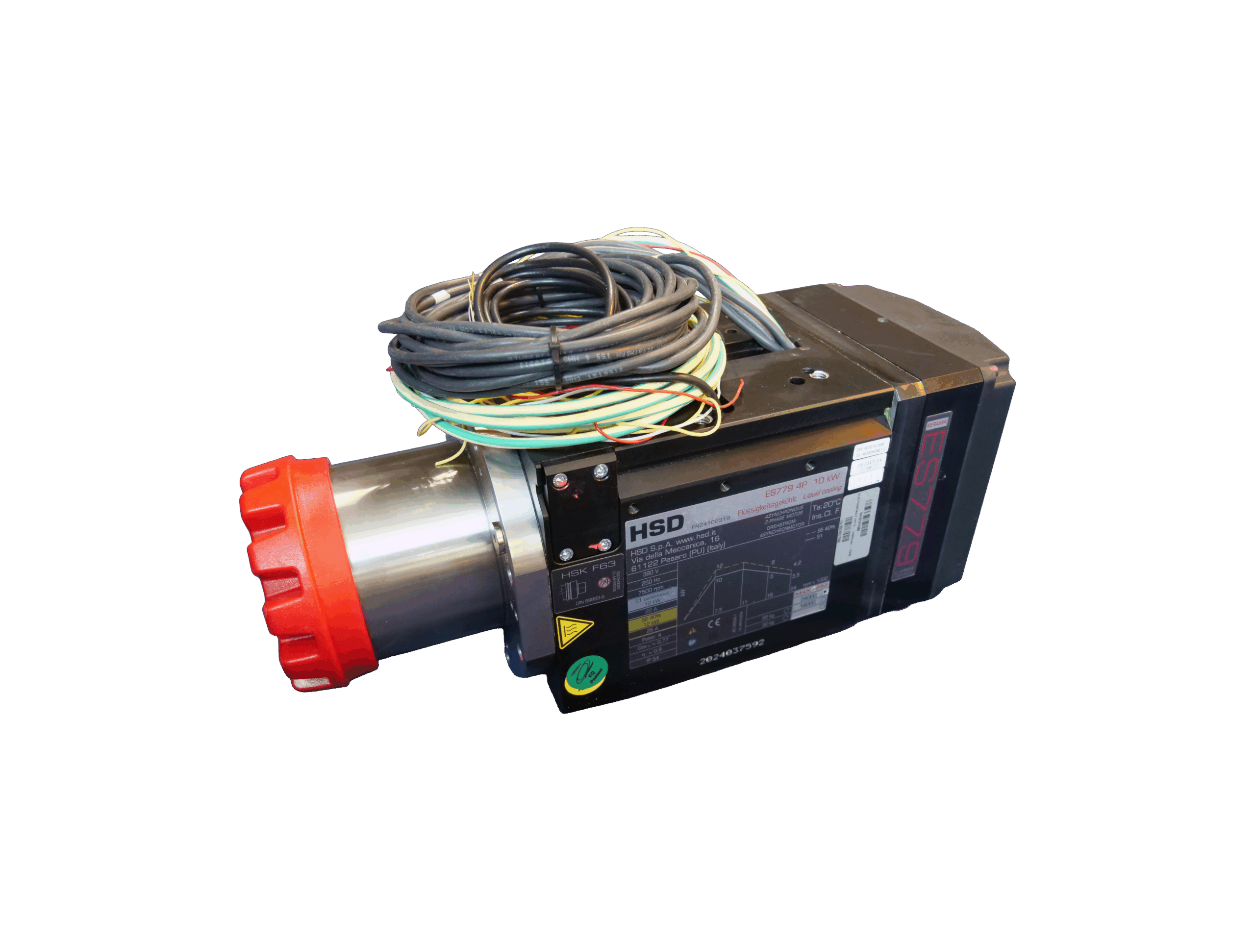 ES779 HSK F63 Liquid Cooled CNC Spindle – Long Nose, 380 V