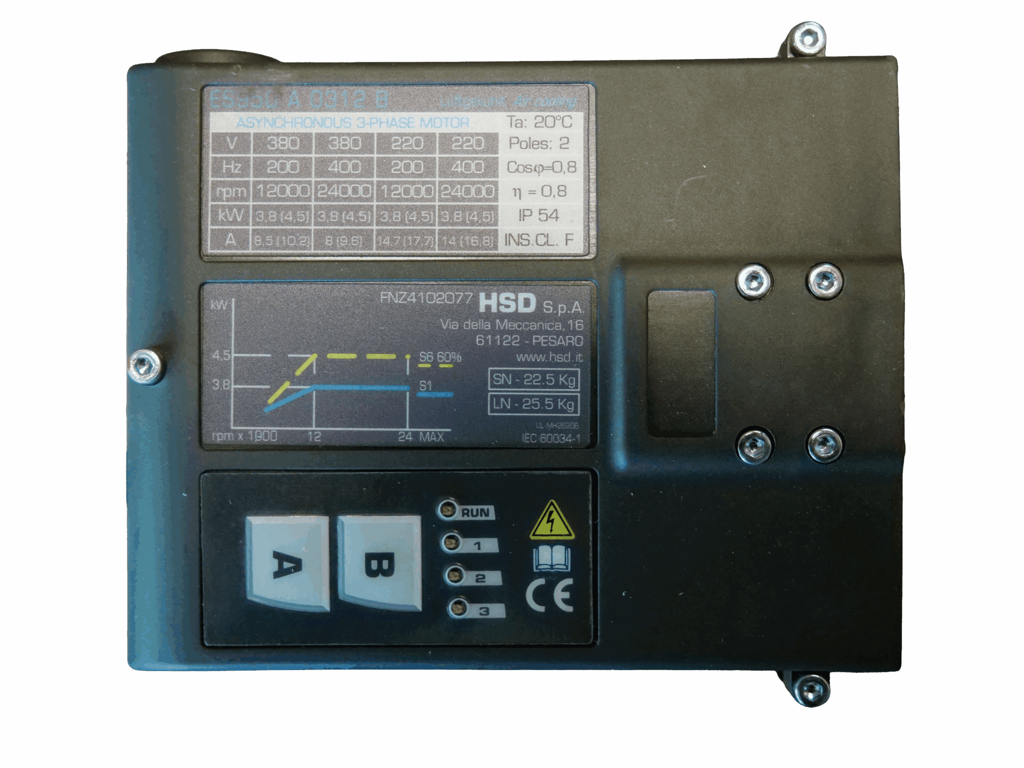 5 HP ES950 Air Cooled CNC Spindle – Long Nose 380 V Digital